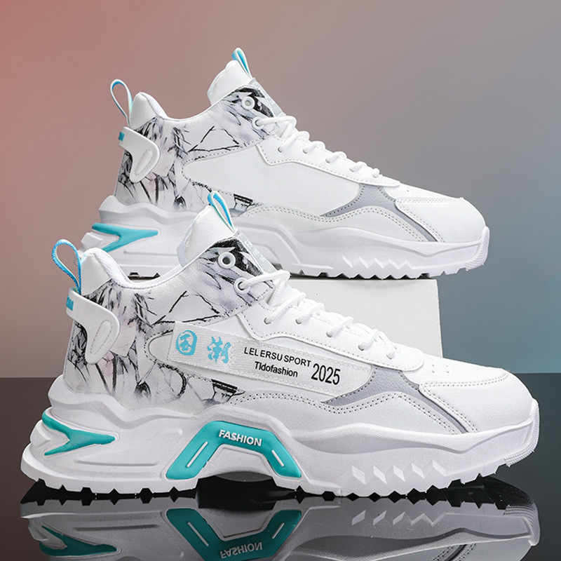 Summer High-Top Men's Shoes 2024 New Style White Sneakers Male Students ...