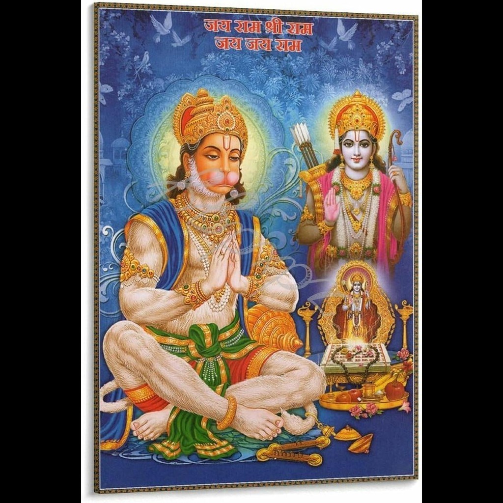 Poster Dewa India - Seni Dinding Kanvas Berkat Hanuman untuk Hiasan ...
