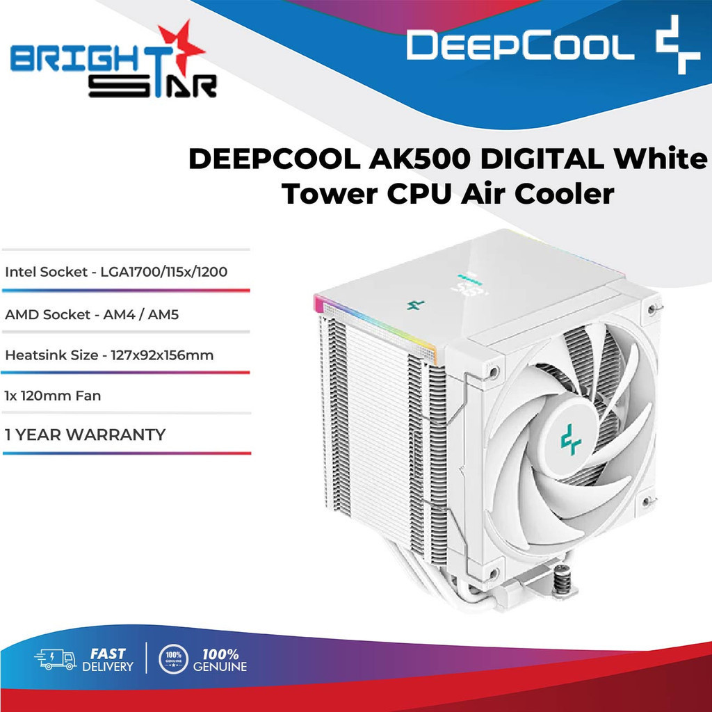 DEEPCOOL AK500 DIGITAL White Tower CPU Air Cooler | Shopee Malaysia