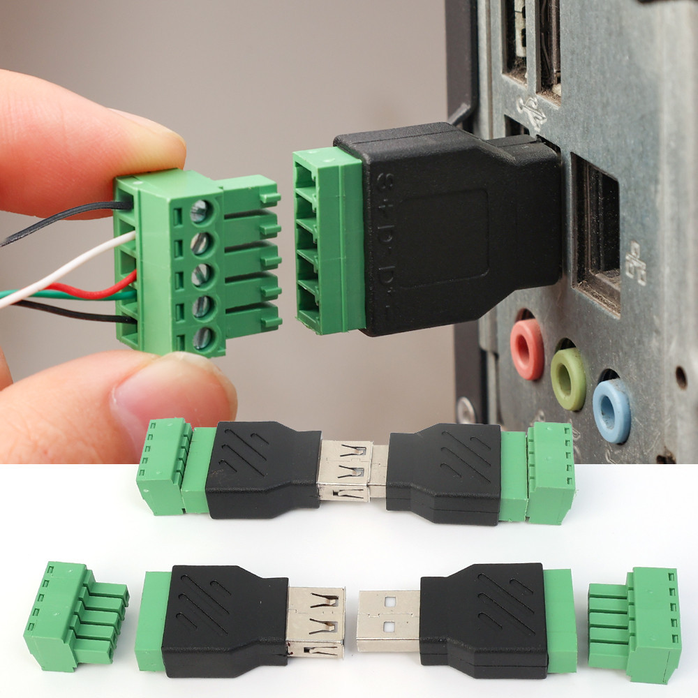 USB 2.0 Type A Male/Female to 5 Pin Screw Connector - USB Jack with ...