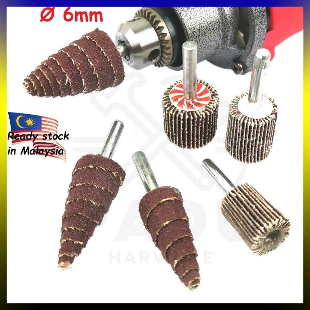 1pcs 6mm Sanding Sandpaper Burr Flap Wheel Grinding Head Grinder Burr ...