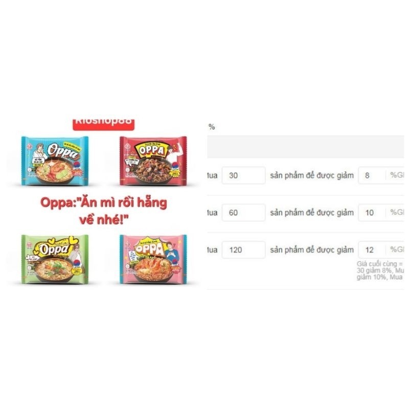 Oppa instant noodles 65g pack, ottogi oppa instant noodles, oppa spicy ...
