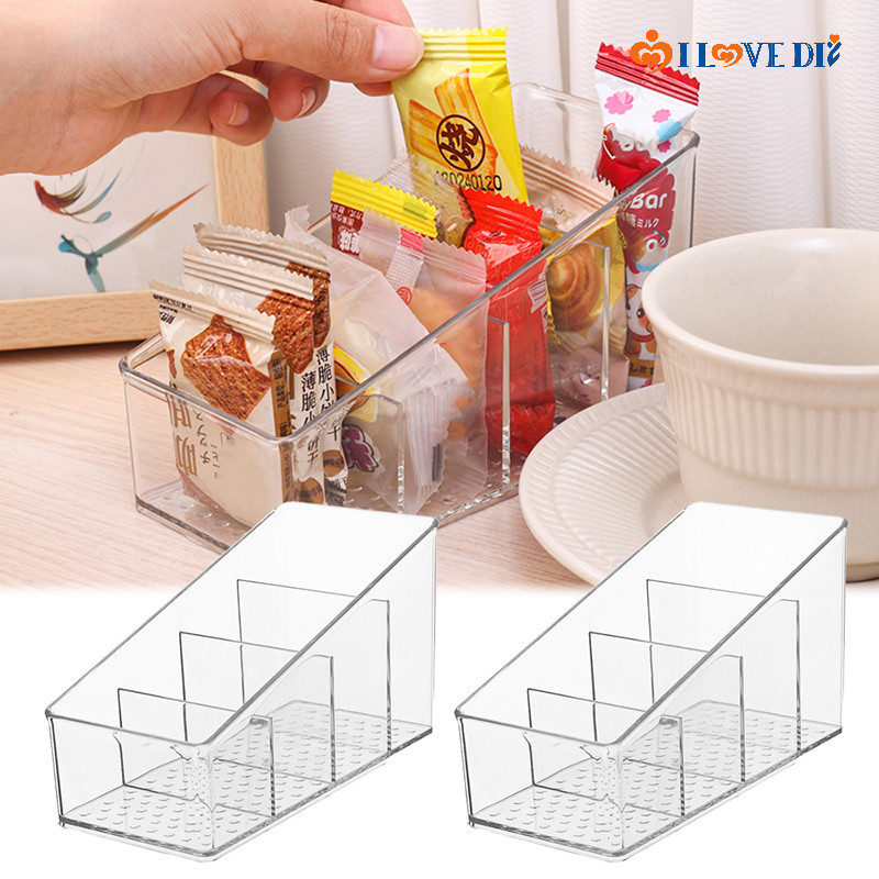 1 Pc Plastic Transparent Trapezoidal Organizing Box - 4 Compartments ...
