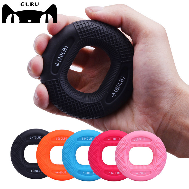 GURU Silicone Adjustable Hand Grip 20-80LB Gripping Ring Finger Forearm ...