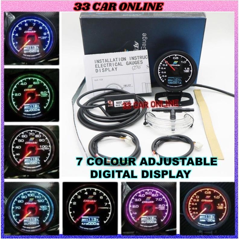 GReddy Meter 7 Colour OEM Digital Meter Gauge With Volt Display Water ...