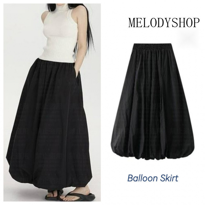 【Fast Shipping】Puffy Skirt Long Skirt With Pockets Drawstring Hem High ...