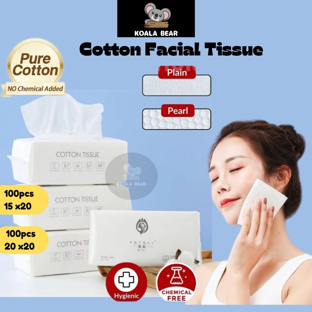 【200pc】Facial Tissue Towel Disposable Face Towel Facial Wipes Face Tissue Kapas Muka Cotton ...