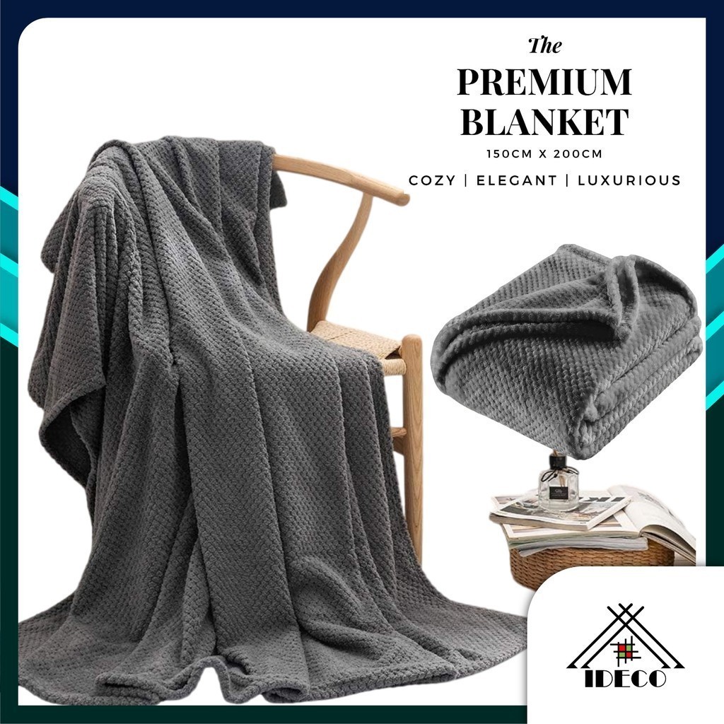 iDECO™ 150cm x 200cm Plain Series Premium Blanket Selimut Soft ...