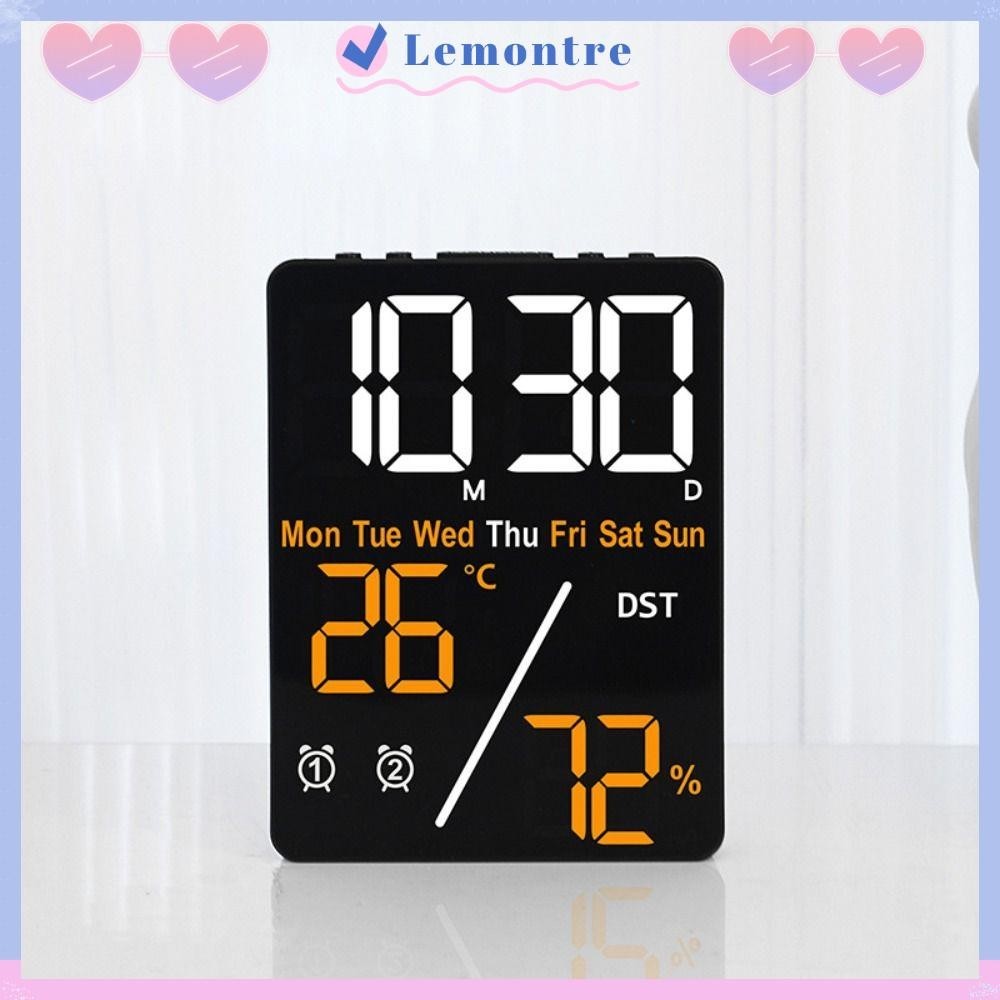 LEMONTRE Electronic Wall Clock, Temperature Multi-functional Digital ...