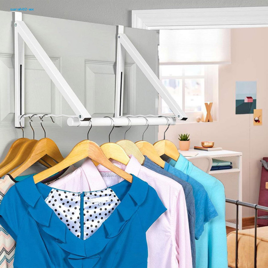 [Sarah] Door Hanging Clothes Rack Foldable Metal Drying Rack Space ...