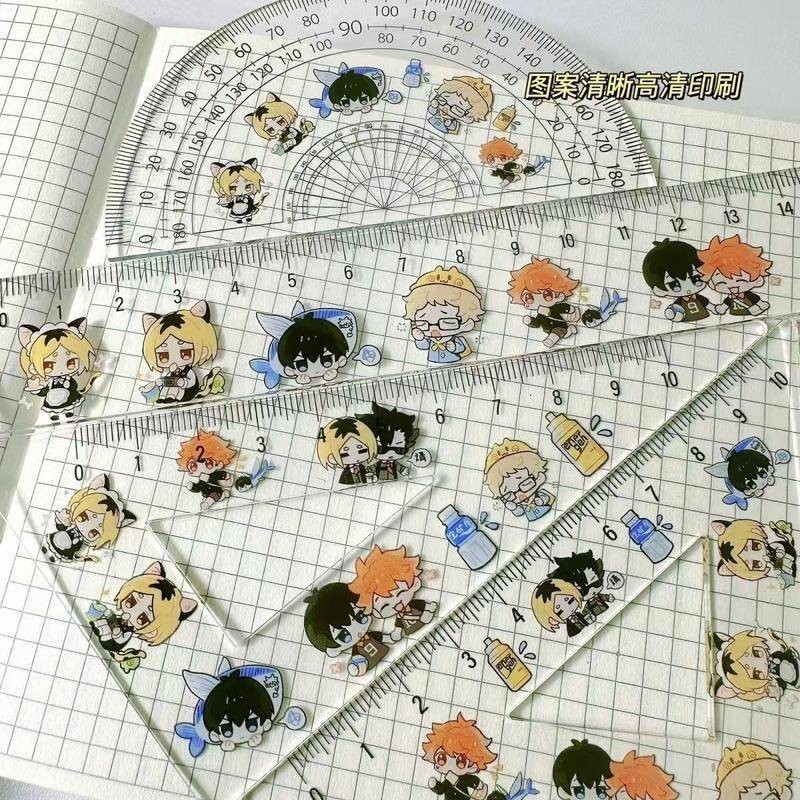 4 in 1 Cute Anime Haikyuu Ruler Stationery Set Hinata Shoyo Oikawa ...