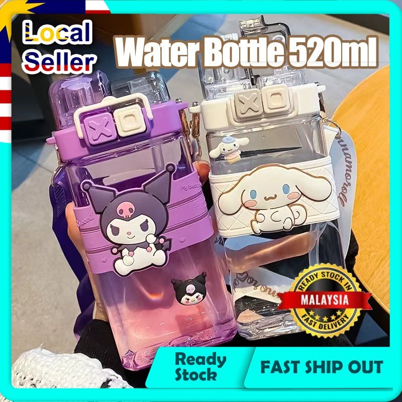 Sanrio 520ml Kawaii Melody Kuromi Cartoon Tritan Straw Cup with Strap Water Bottle Transparent ...