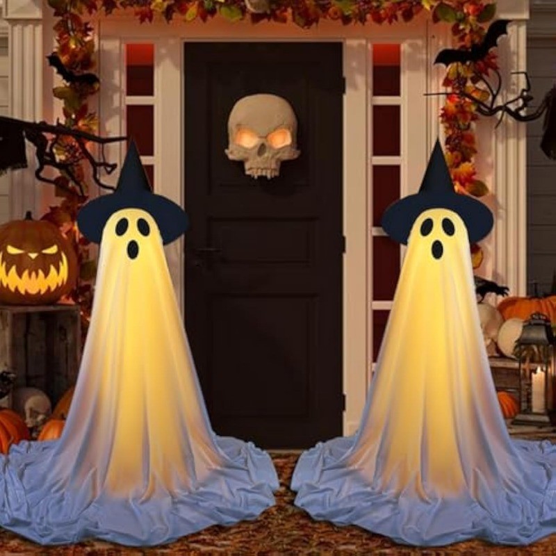 Halloween Ghost Decorations - 2 Pack Adjustable Height 40cm to 210cm ...