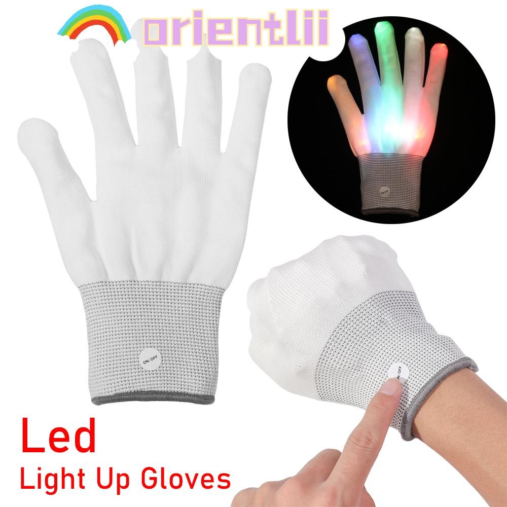 ORIENTLIIY Glowing Mittens, Luminous Neon LED Gloves, Adult Kids Stage ...