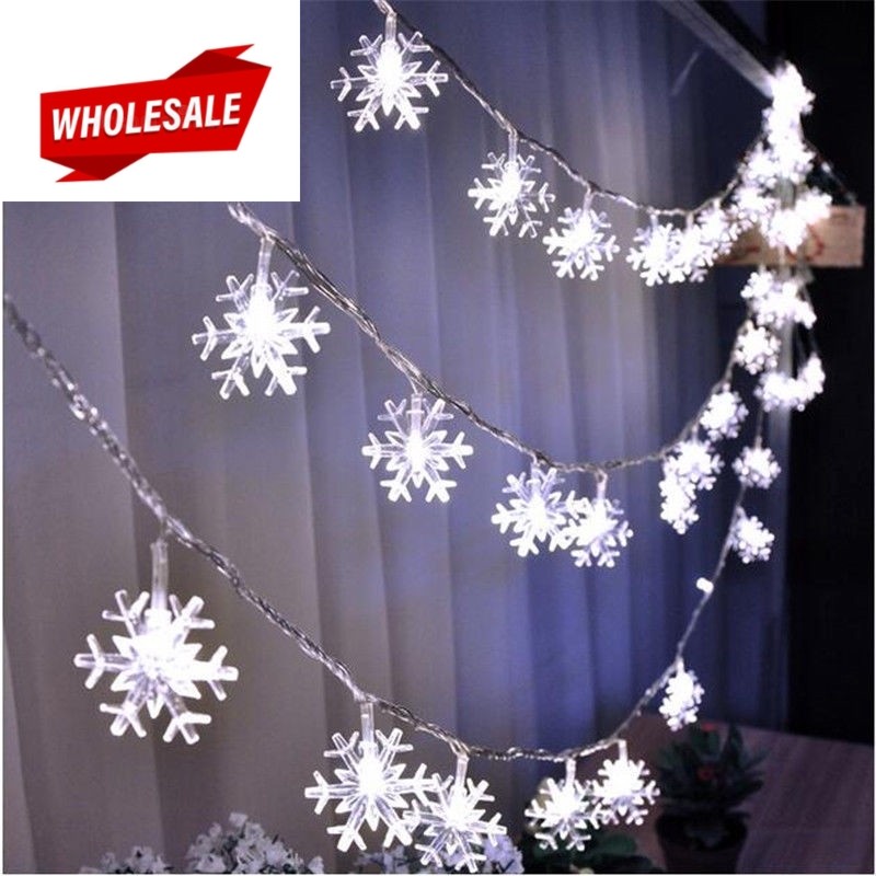 (BC) 2M 20 LED Snowflake String Lights / Battery Operated Wire Starry ...