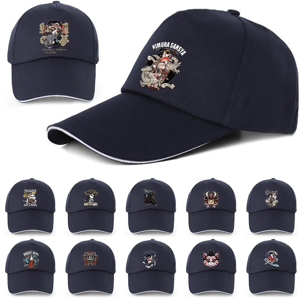 Dark Blue Sun Hat For Fashion Samurai Print Gorras Hip Hop Hats ...