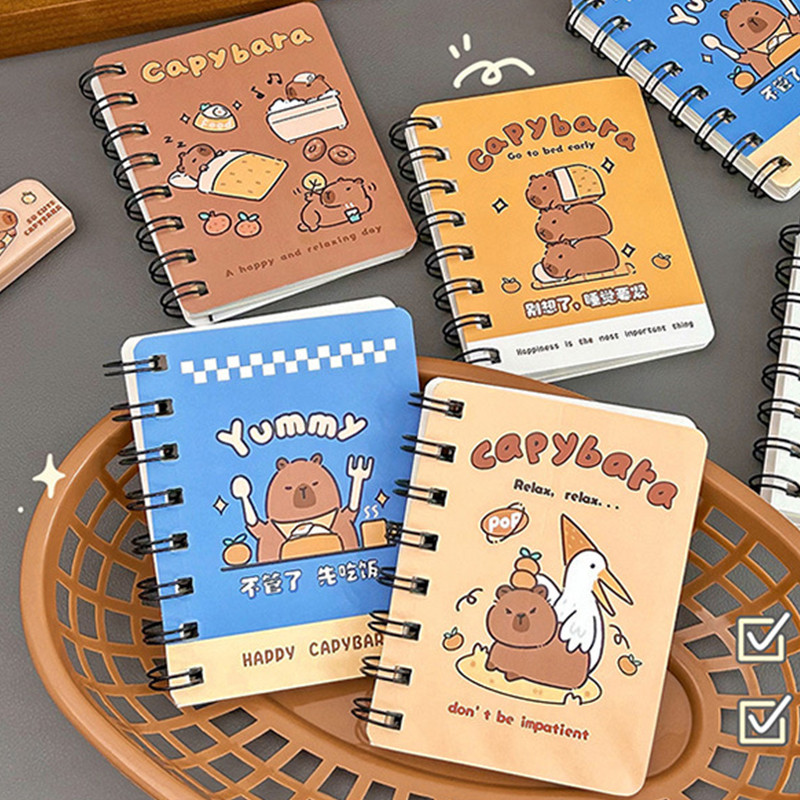 80 Sheets A7 Cartoon Capybara Series Notebook Student Portable Coil ...