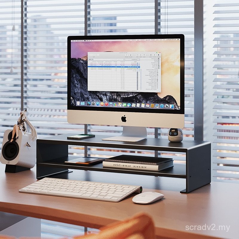 Rak penambahan tinggi komputer desktop paparan skrin sokongan rak ...