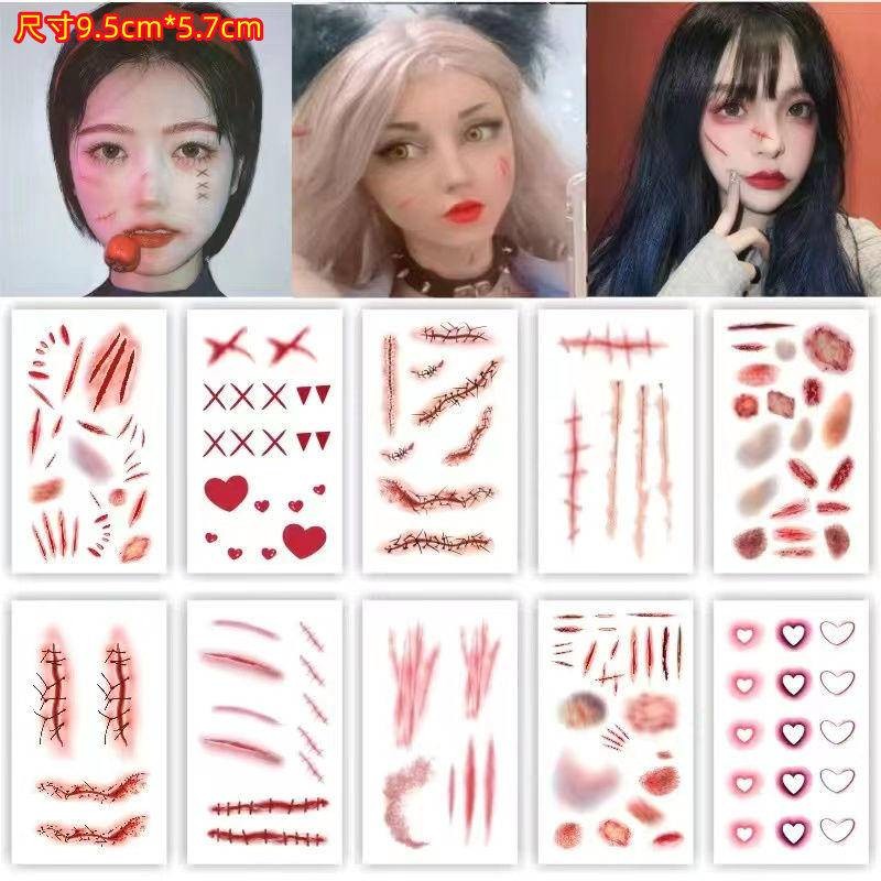 Temporary Tattoo Sticker Halloween Tattoo Stickers Simulate Terrifying ...