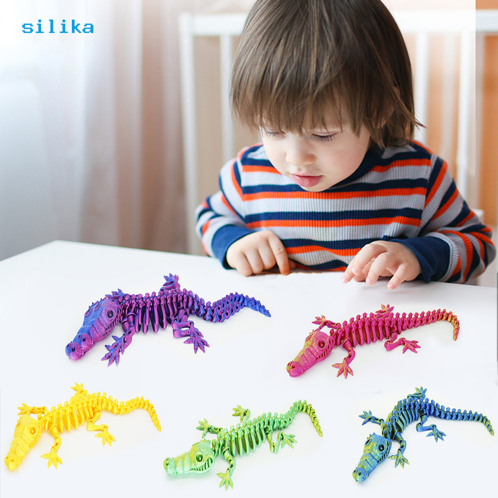 SIH-3D Printed Skeleton Crocodile Figurine Movable Joints Bone ...