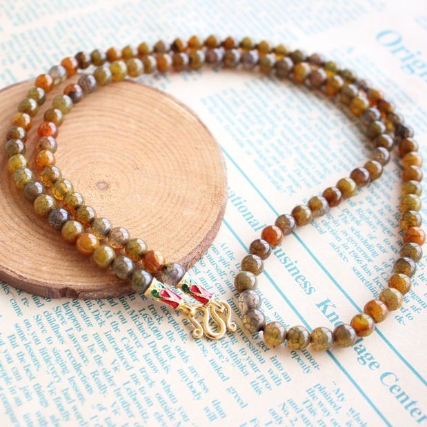 Rare Rare Dragon Pattern Stone Dragon Scale Stone Amulet Chain Necklace ...