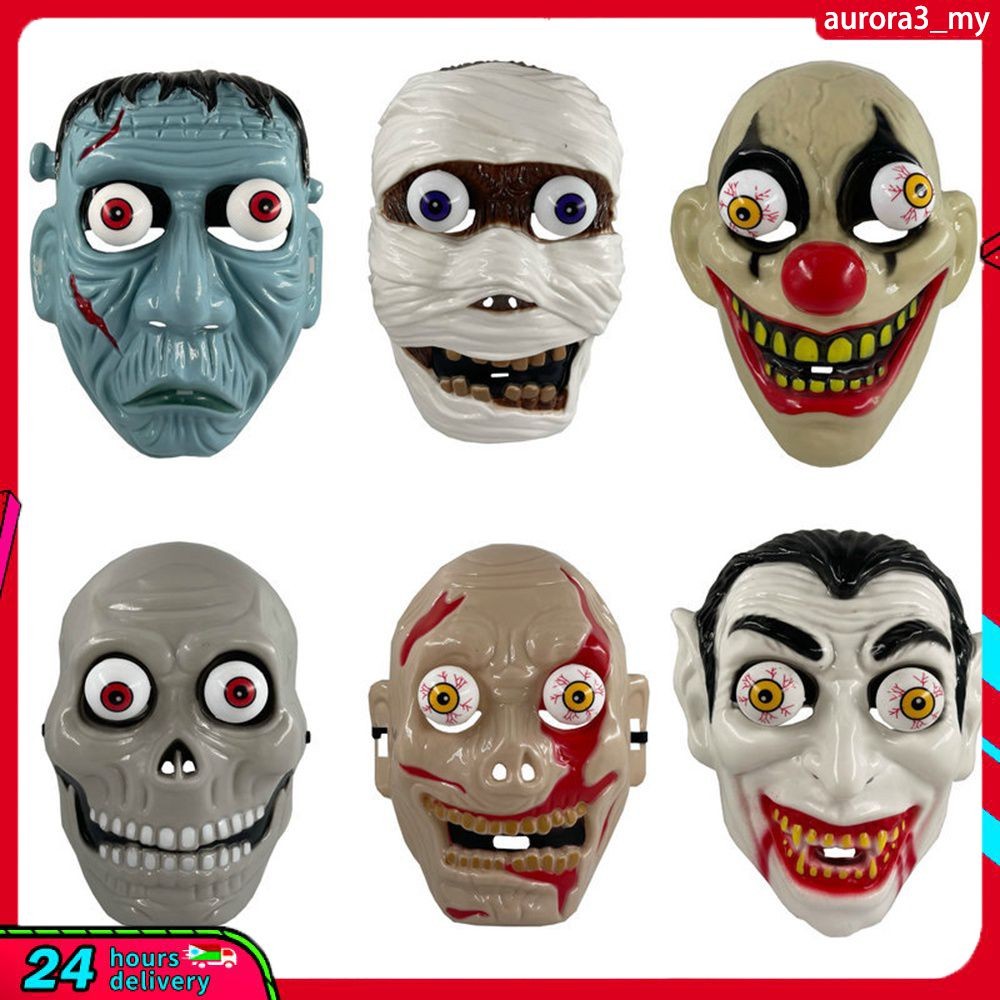 【In delivery】 New Halloween Horror Props Prom Party Face Mask Full Face ...