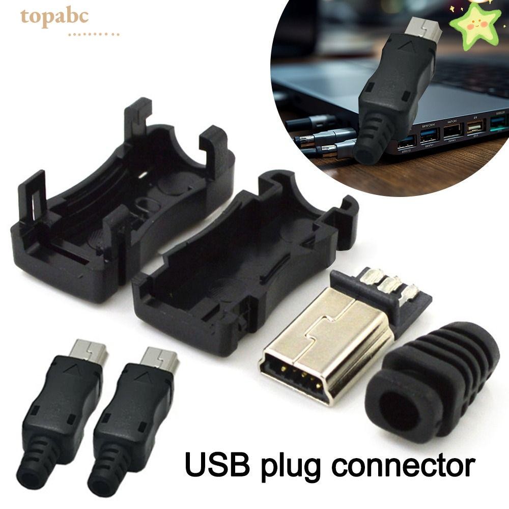 TOPABC USB 2.0 Jack, DIY 4 In 1 Assemble Mini USB Male Connector, 5Pin ...