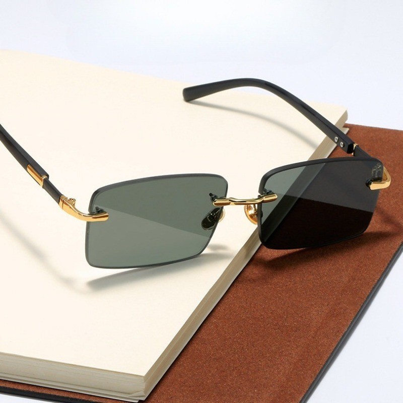 Vintage Unique Rimless Rectangle Sunglasses Candy Colors Clear Lens for ...