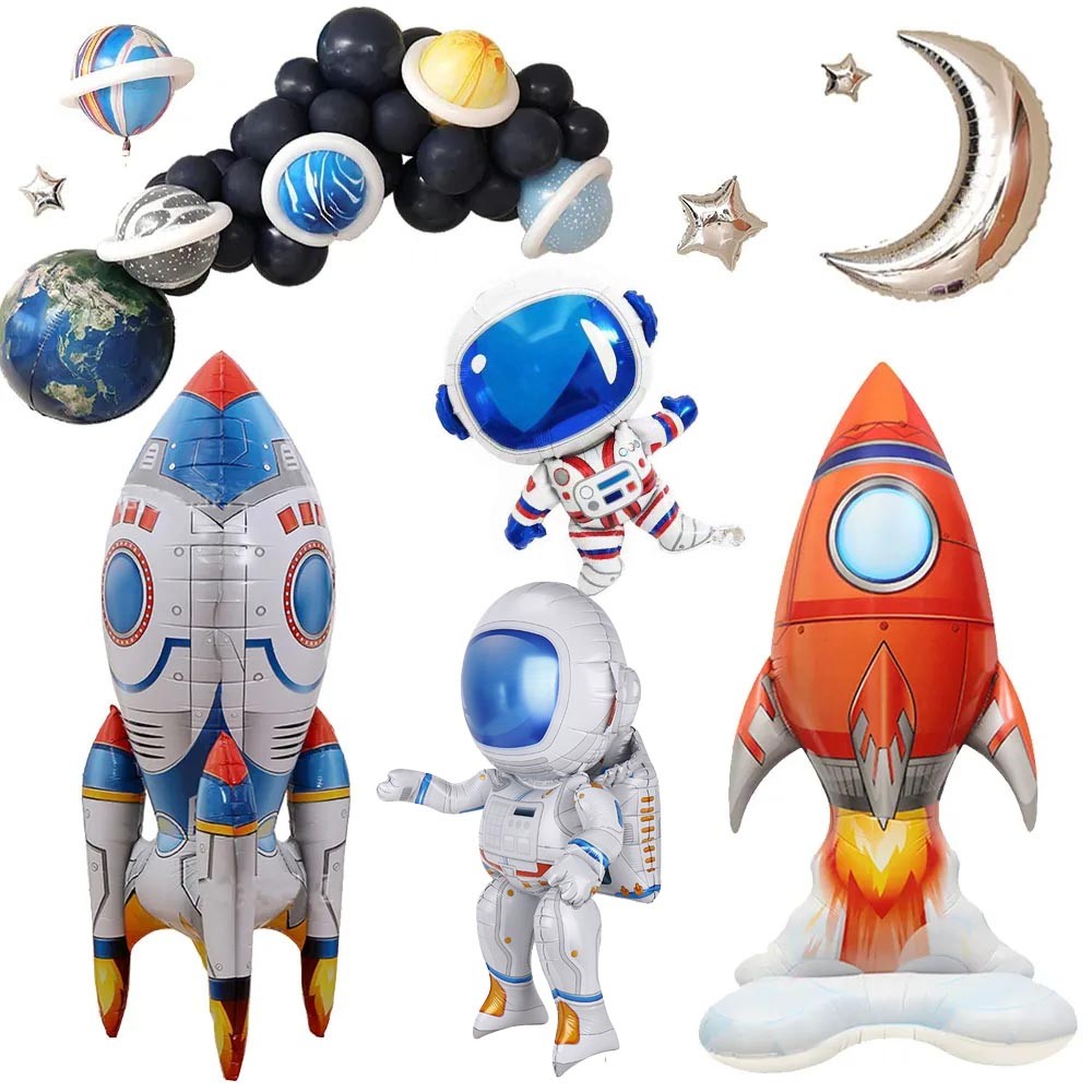 Jomparty 3D Astro Astronaut Foil Rocket Balloons Space For Boy Kids ...