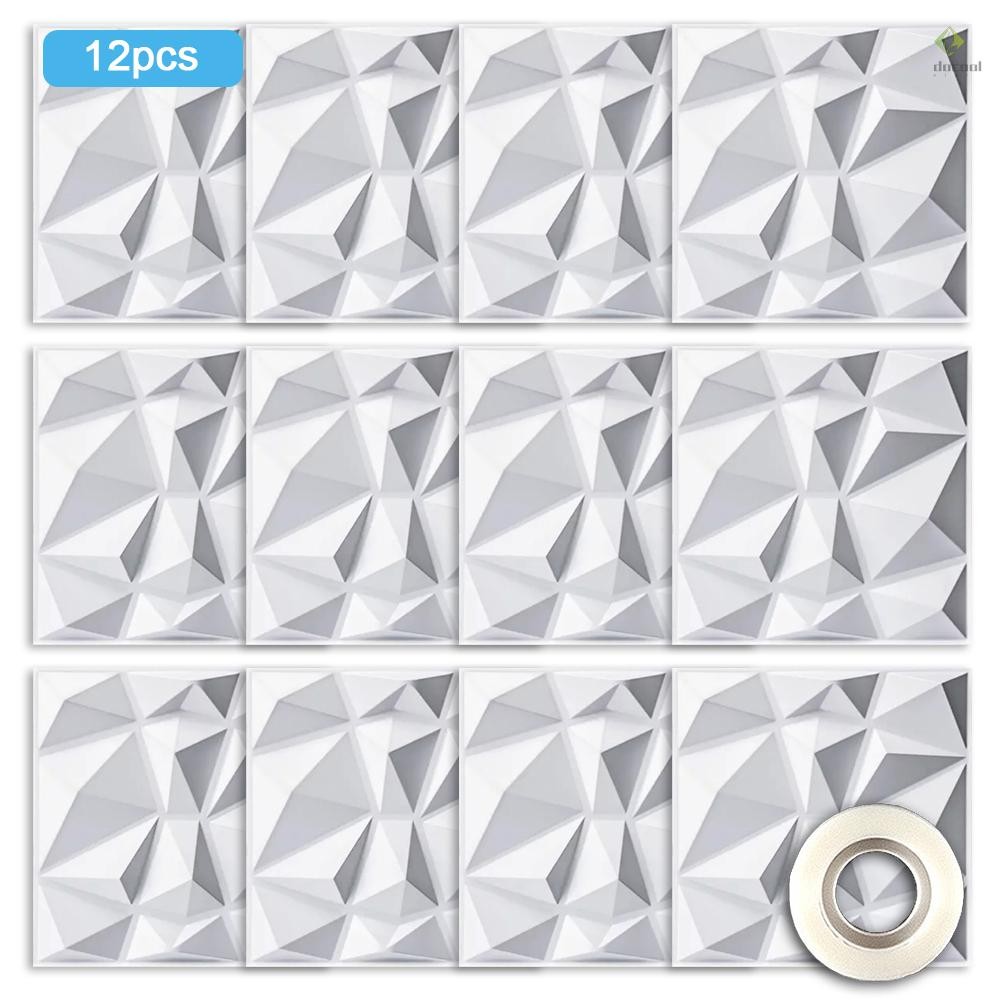 12pcs 3D Wall Panel Decorative PVC Wall Panels Diamond Textured 12x12in ...