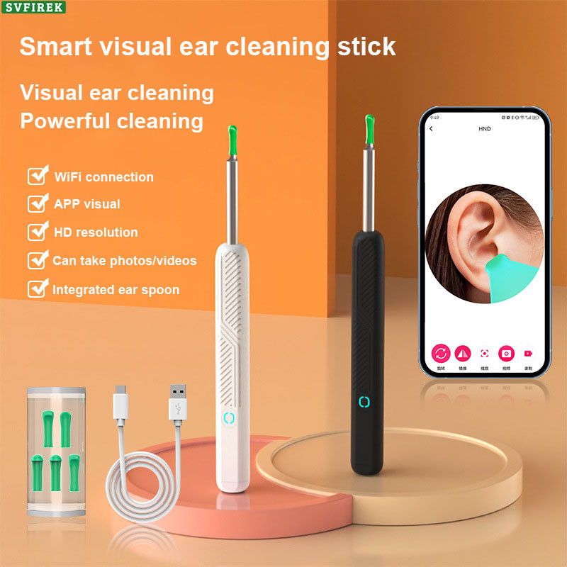 Wireless Smart Visual Ear Cleaner with Camera HD Ear Picker Otoscope ...