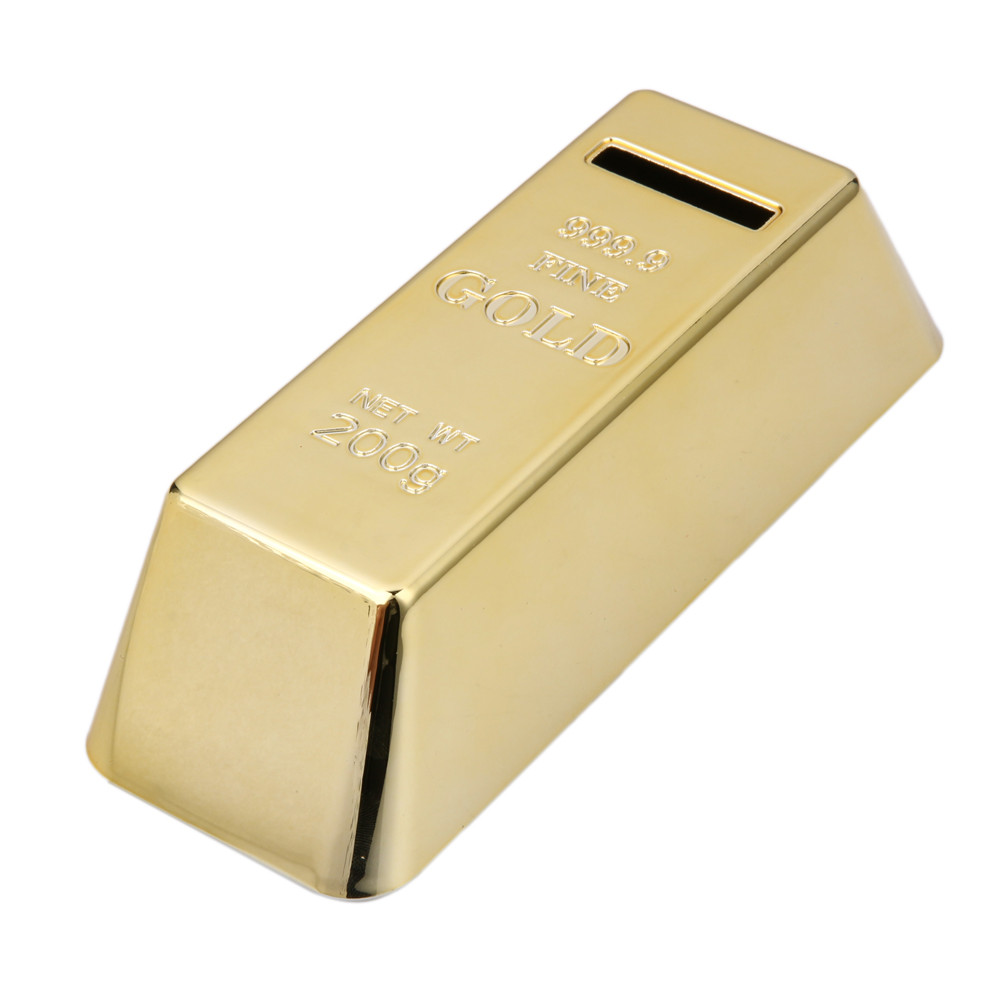 Creative Fashion Gold Bullion Bar Piggy Bank Brick Coin Bank Saving ...