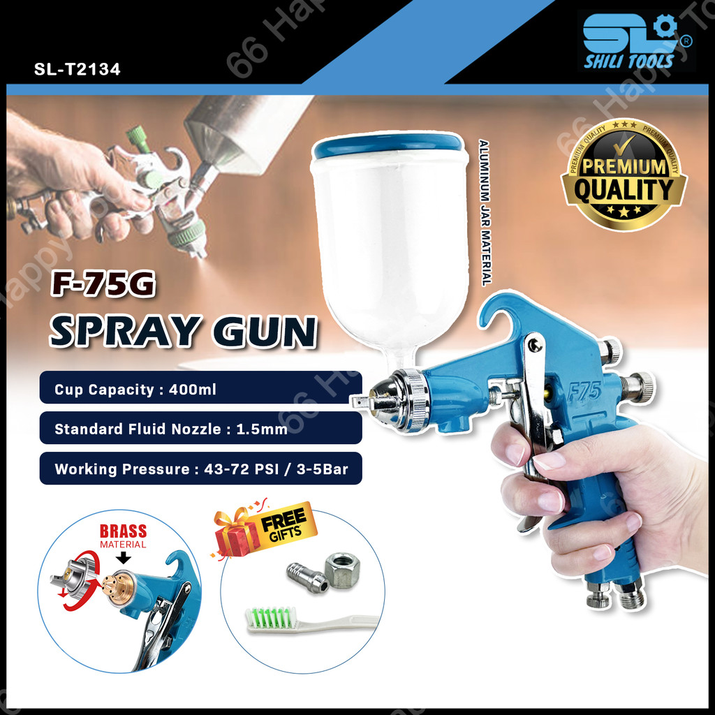 (F-75G) Shili Tools Paint Air Spray Gun SL-T2134 Aluminum 1.5mm Nozzle ...