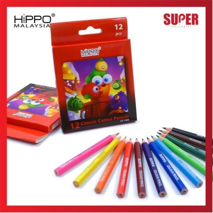 [Super Stationery] Hippo Pensel Warna saiz Kecil 12 Pcs Short Color ...