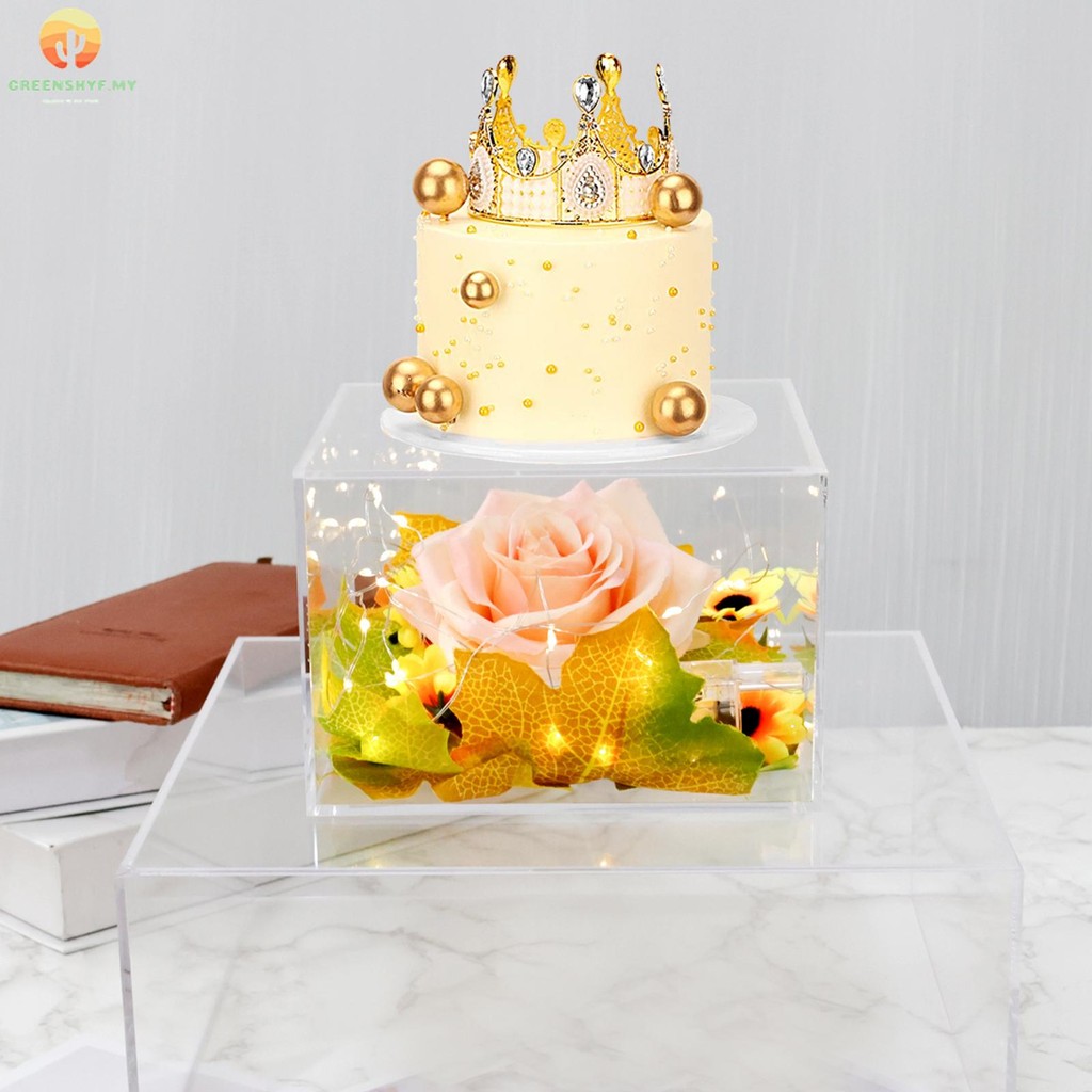 2 Pcs Acrylic Cake Stand Fillable Cake Riser with Light Straps ...