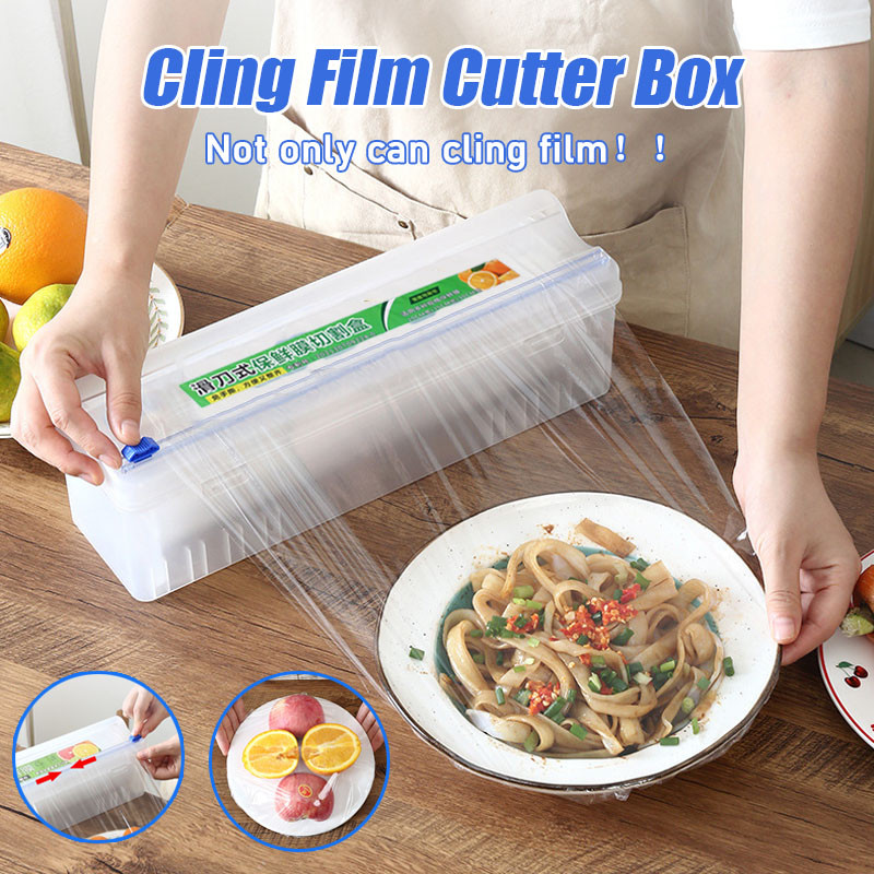 Cling Film Cutter Box Foil Storage Box with Slide Cutter Plastic Wrap ...