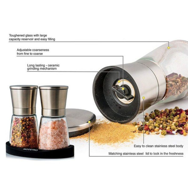 (Stainless Steel Pepper Grinder) Luxury Stainless Steel Handheld Pepper ...