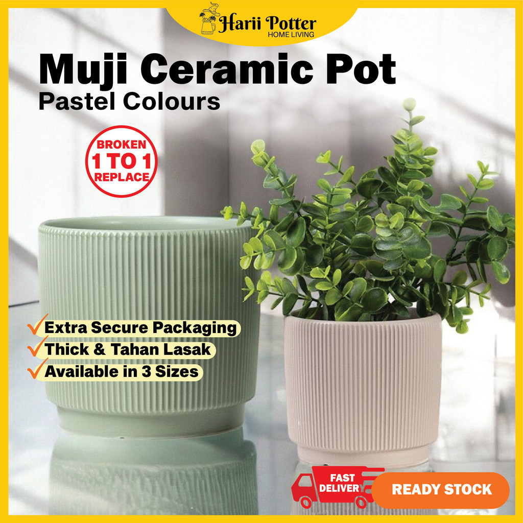 Ceramic Flower Pot Round Ceramic Pot Indoor Plant Pot Pasu Bunga Hiasan ...