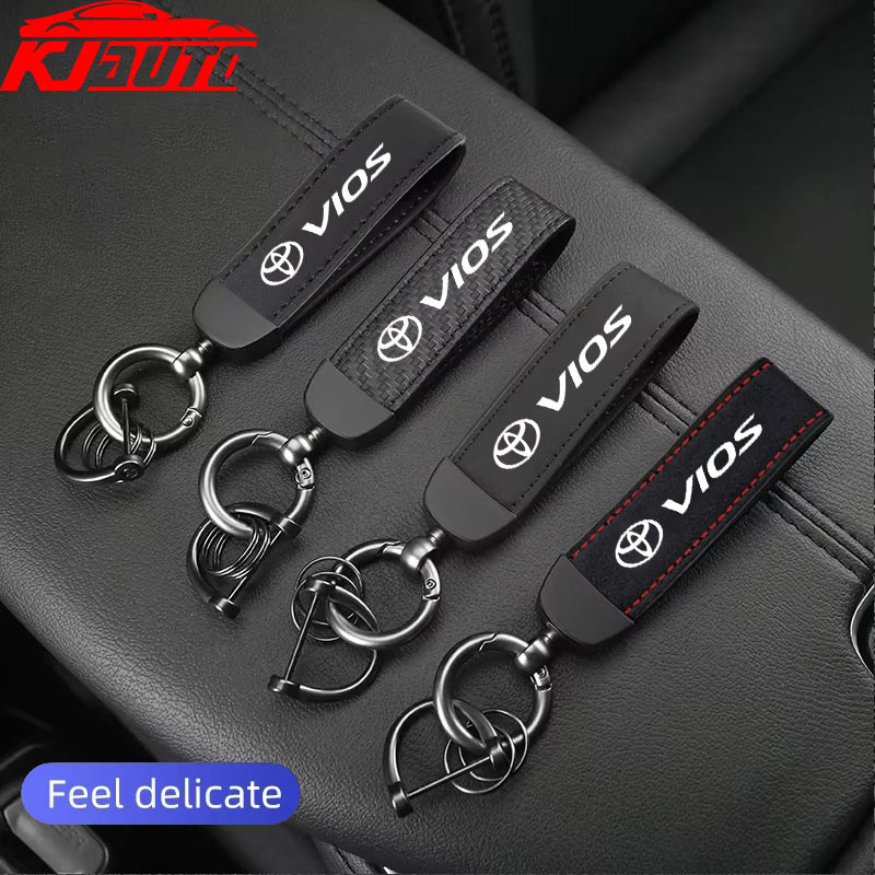 Toyota Vios Car Suede Leather Keychain Pendant Key Chain Holder Carbon ...