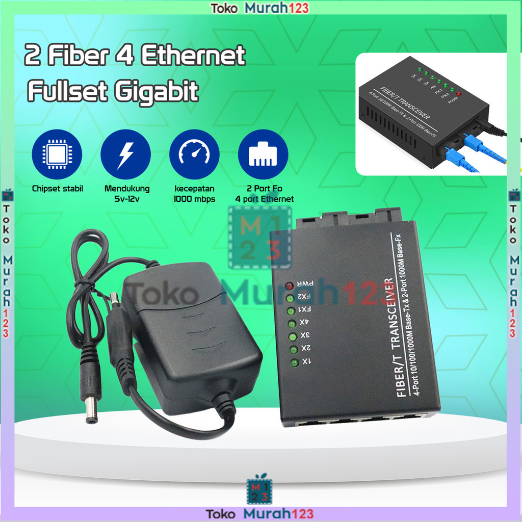 2 Fiber 4 Ethernet Converter only Giga / Fullset Giga Fiber Converter ...
