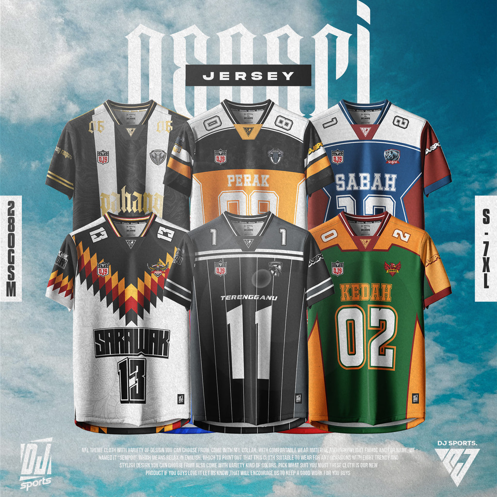 DJ SPORT P1 Jersey NEGERI Oversize NFL Lycra 280gsm/Plus Size Jersi ...