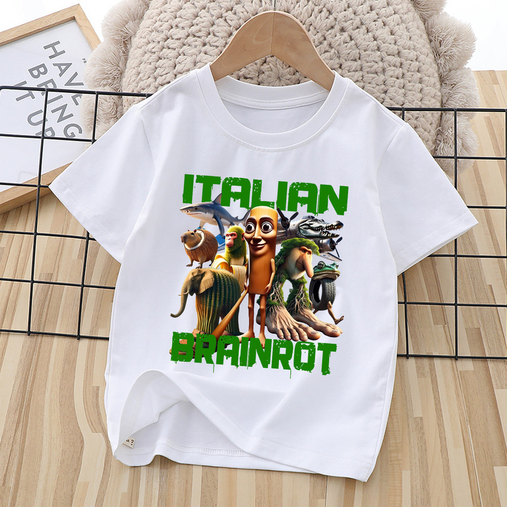 Italian Brainrot Animals T-shirt for Children Tung Tung Tung Sahur Tee ...