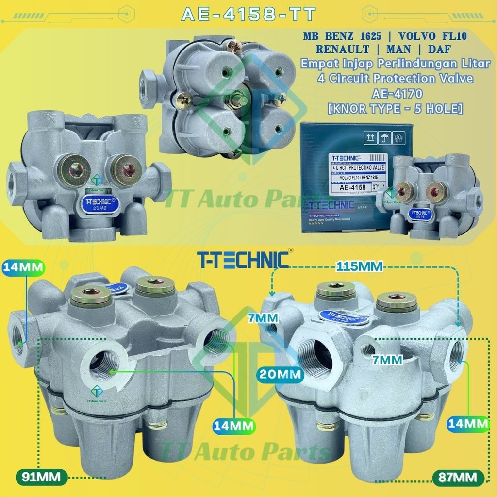 4 Circuit Protection Valve Empat Injap Perlindungan Litar DAF Renault ...