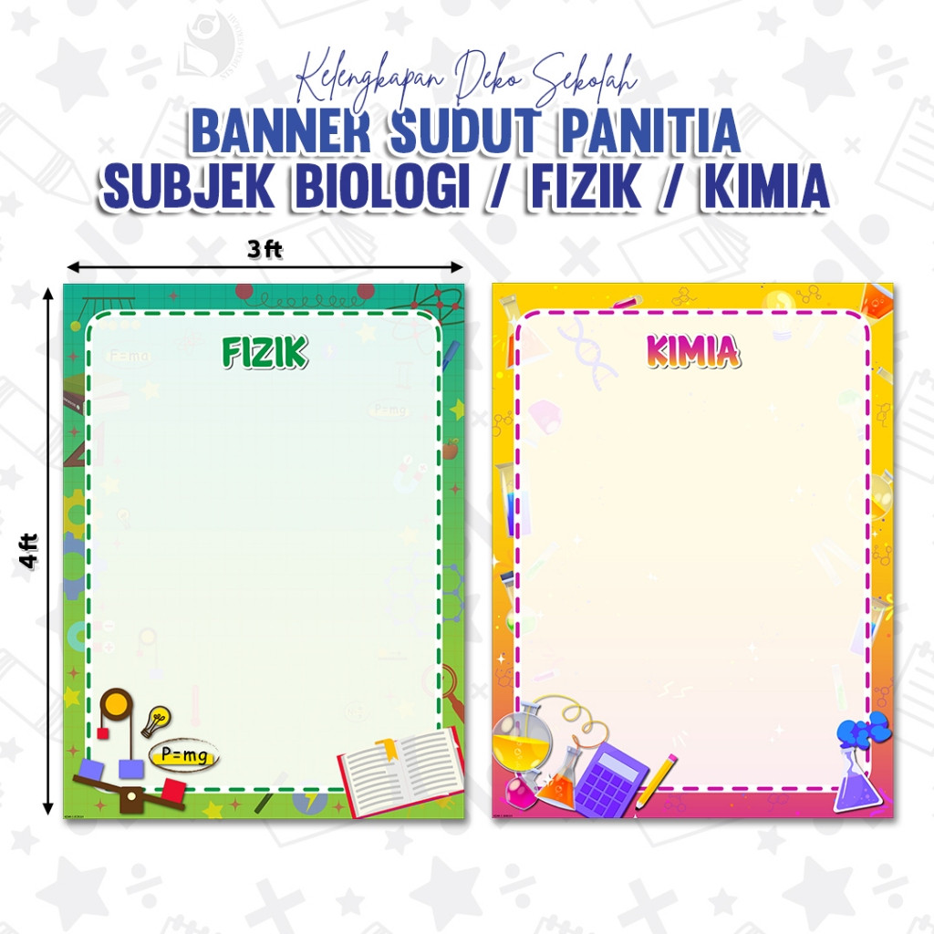 🌸READY DESIGN🌸 Banner Sudut Panitia - Subjek Biologi / Fizik / Kimia ...