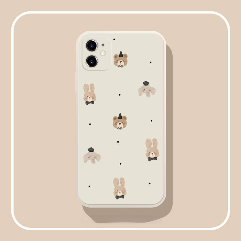 Bear Bunny Silicone Phone Case Suitable for iPhone 12 13 Mini 15 Plus ...