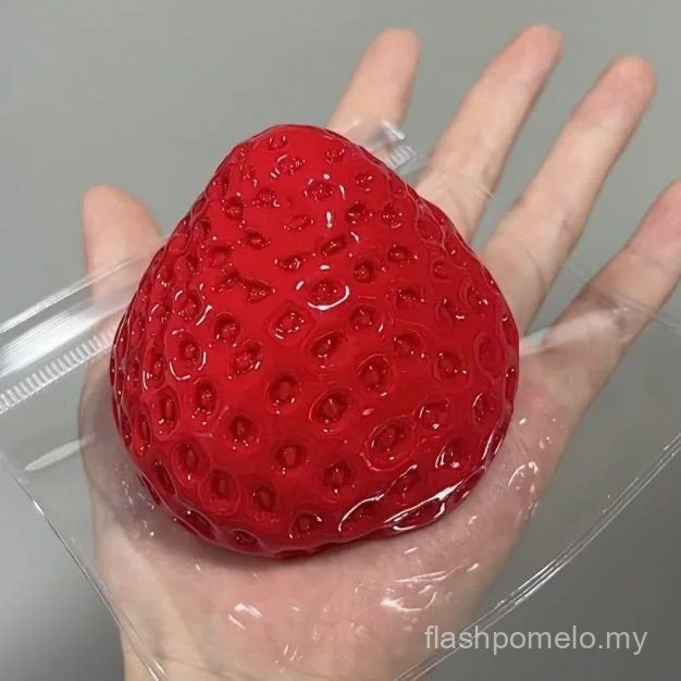 Glossy Strawberry Squishy - Silky Clay-like Stress Toy, ASMR Sensory ...