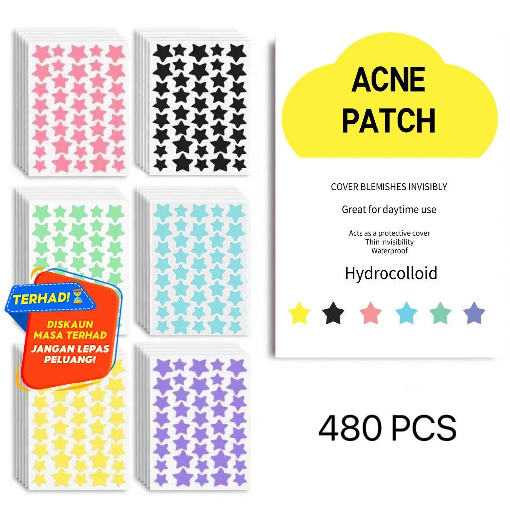 480 Pcs Star Pimple Patch Set - Colorful, Invisible Acne Stickers for ...
