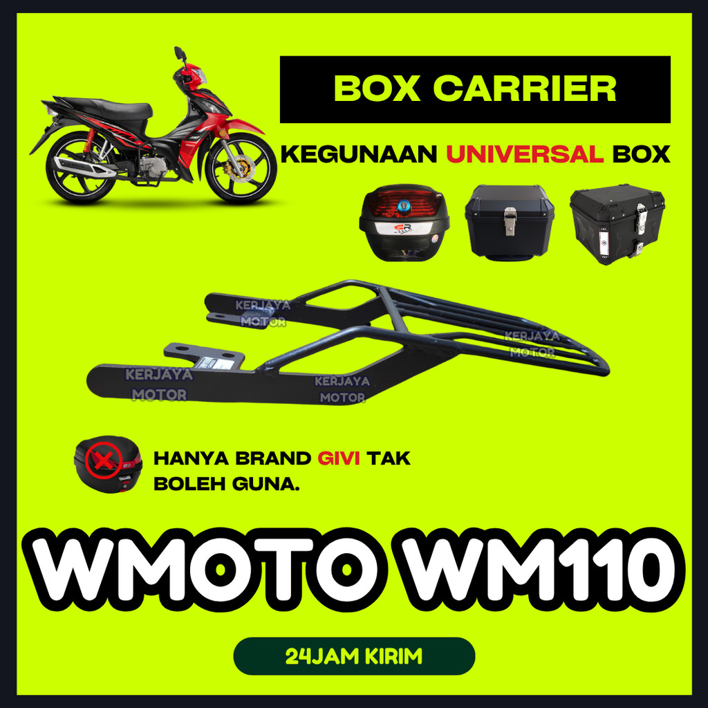 WMOTO WM110 WM 110 W100R REAR BOX MONORACK BOX CARRIER KAKI HEAVY DUTY PVC KOTAK BESI BELAKANG ...