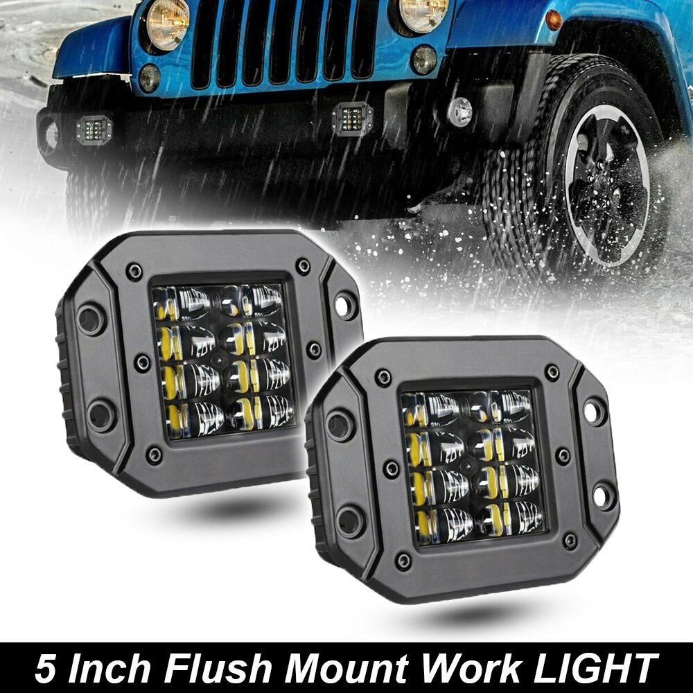 5 Inch LED Light Bar Work Light 40W Flush Mount Waterproof Spot Beam ...