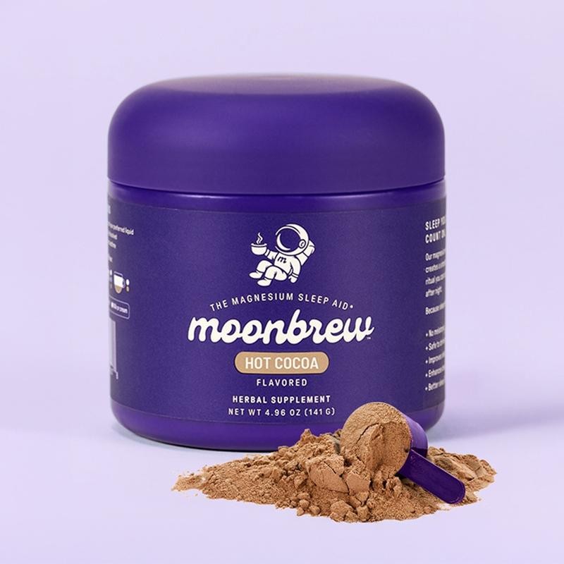 MoonBrew Hot Cocoa Sleep Aid - Melatonin-Free Magnesium Drink Mix with ...